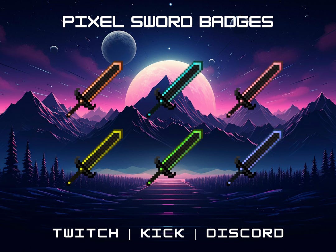 Pixel Sword Sub Badges Designed for Twitch, Discord, and Kick Streamers ...