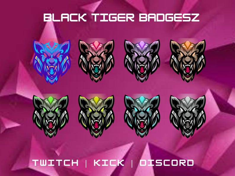 8x Black Tiger Sub/bit Badges for Twitch | Animal Badges | Ready to Use ...