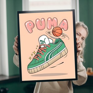 Cartoon Puma Sneaker Art Print: Vintage Sports Poster (digital Download ...