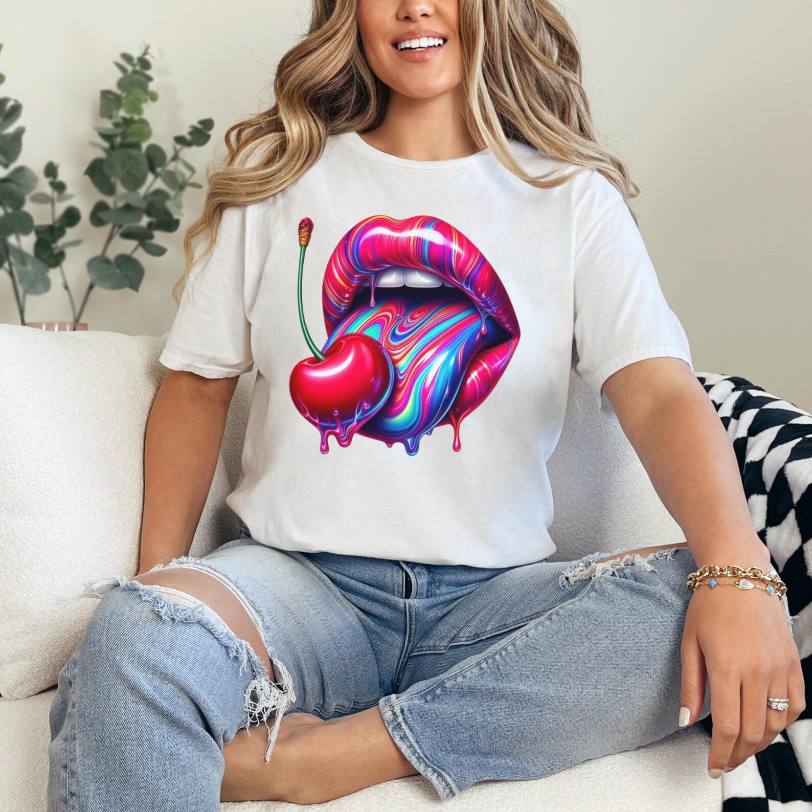 Neon Dripping Lips & Cherry PNG: Pop Art Clipart (digital Download) - Etsy