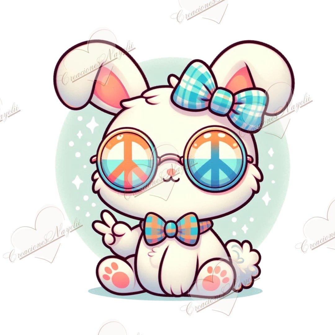 Hippie Bunny PNG, Bunny Rabbit Clipart, Cute Animals Clipart - Etsy