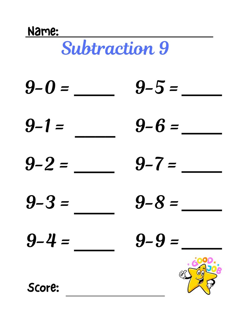 Math Worksheet Printable, Addition Subtraction Activities, Number 1-9 ...