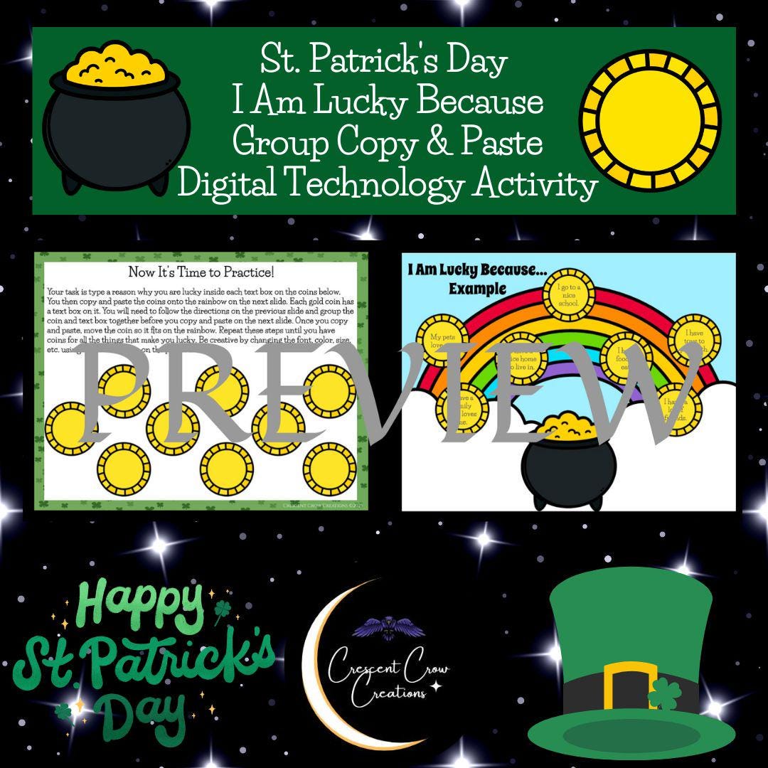 St. Patrick's Day I Am Lucky Because Copy & Paste Digital Technology ...