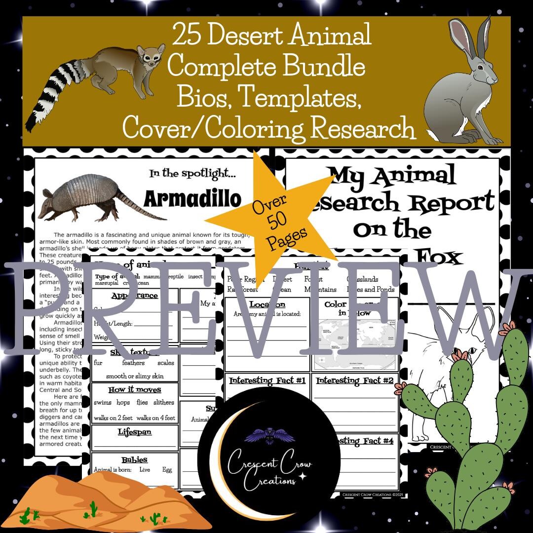 25 Desert Animal Complete Bundle~ Biographies, Biography Templates ...