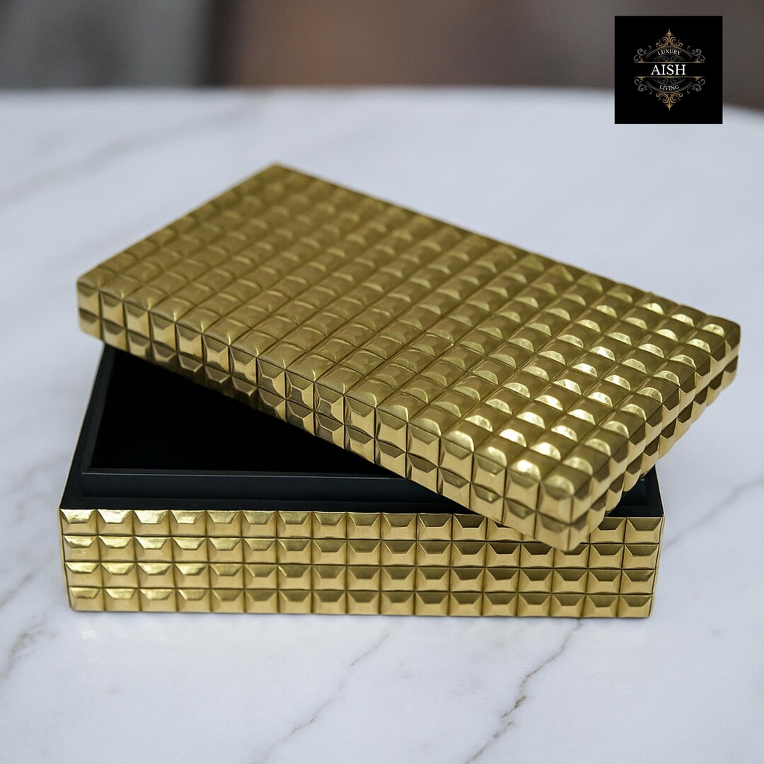Gold Studded Brass Jewelry Box | Vintage Trinket Box | Handmade Brass ...