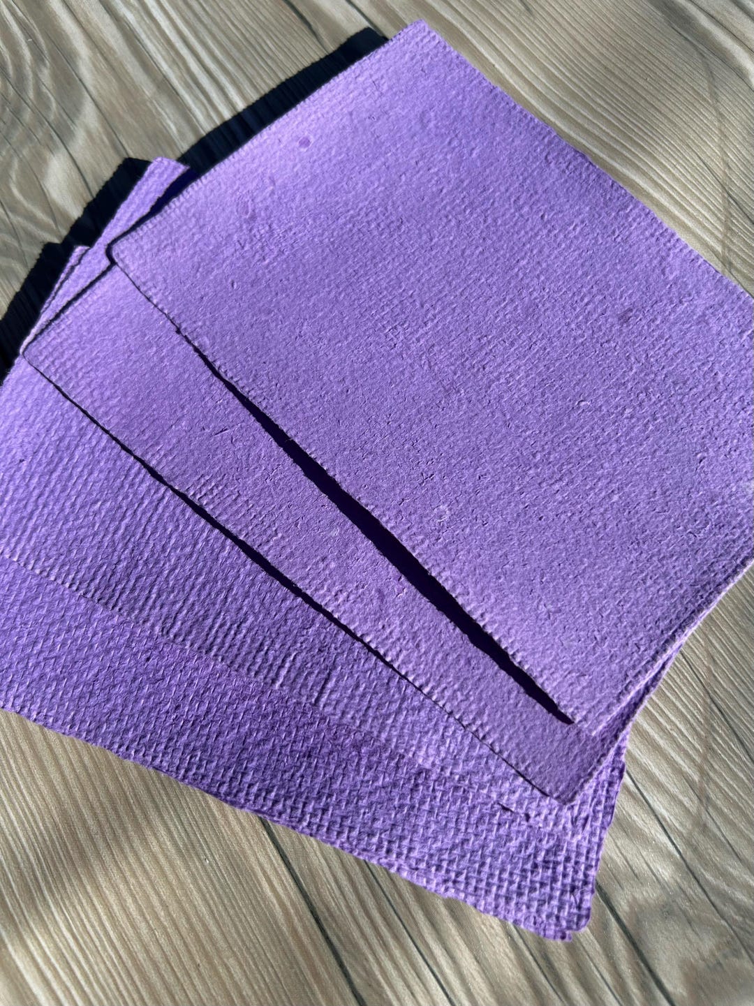Handmade Recycled Paper Sheets - 4x6in, Pack of 3, Purple, Deckled Edge ...