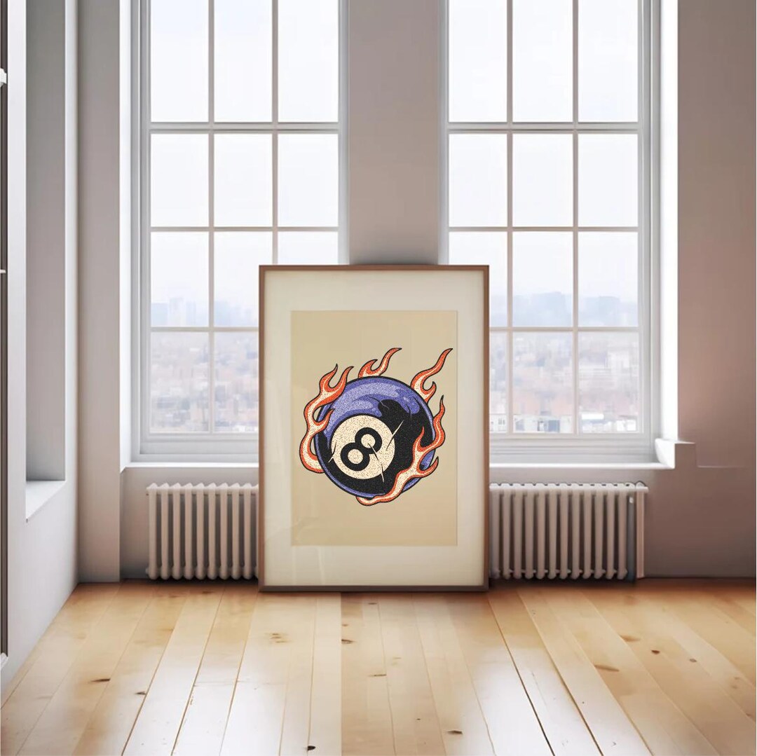 8 Pool Ball Print Vector Hand-drawn Wall Art Printable Wall Art Digital ...