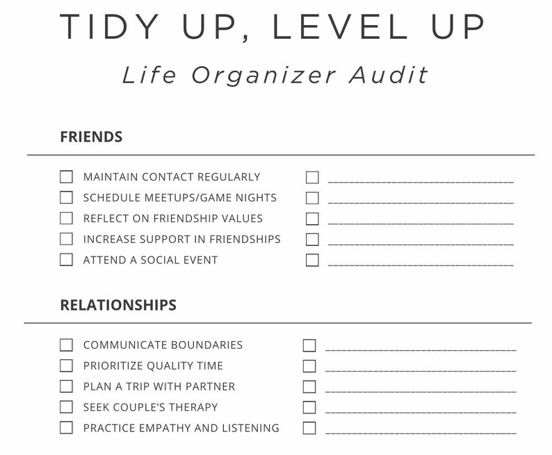 Life Organizer Checklist Audit - Etsy
