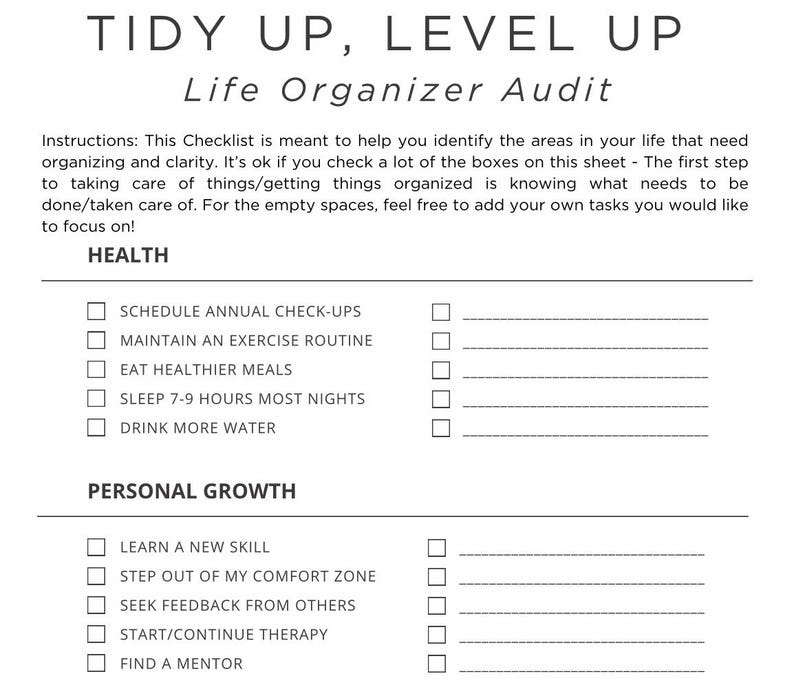 Life Organizer Checklist Audit - Etsy