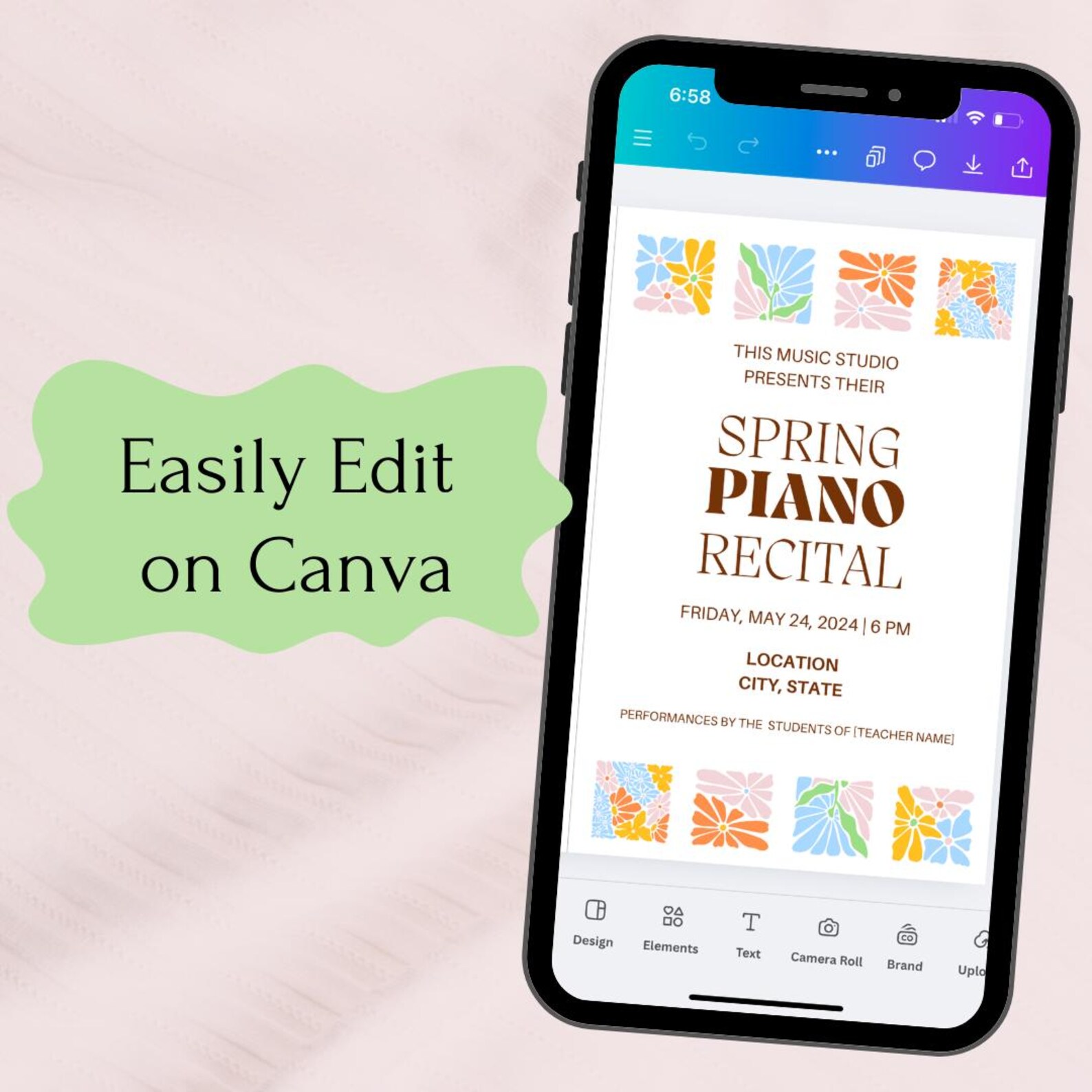 Spring Piano Recital Template— Editable in Canva - Etsy