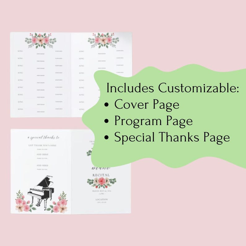 Spring Piano Recital Template— Editable in Canva - Etsy