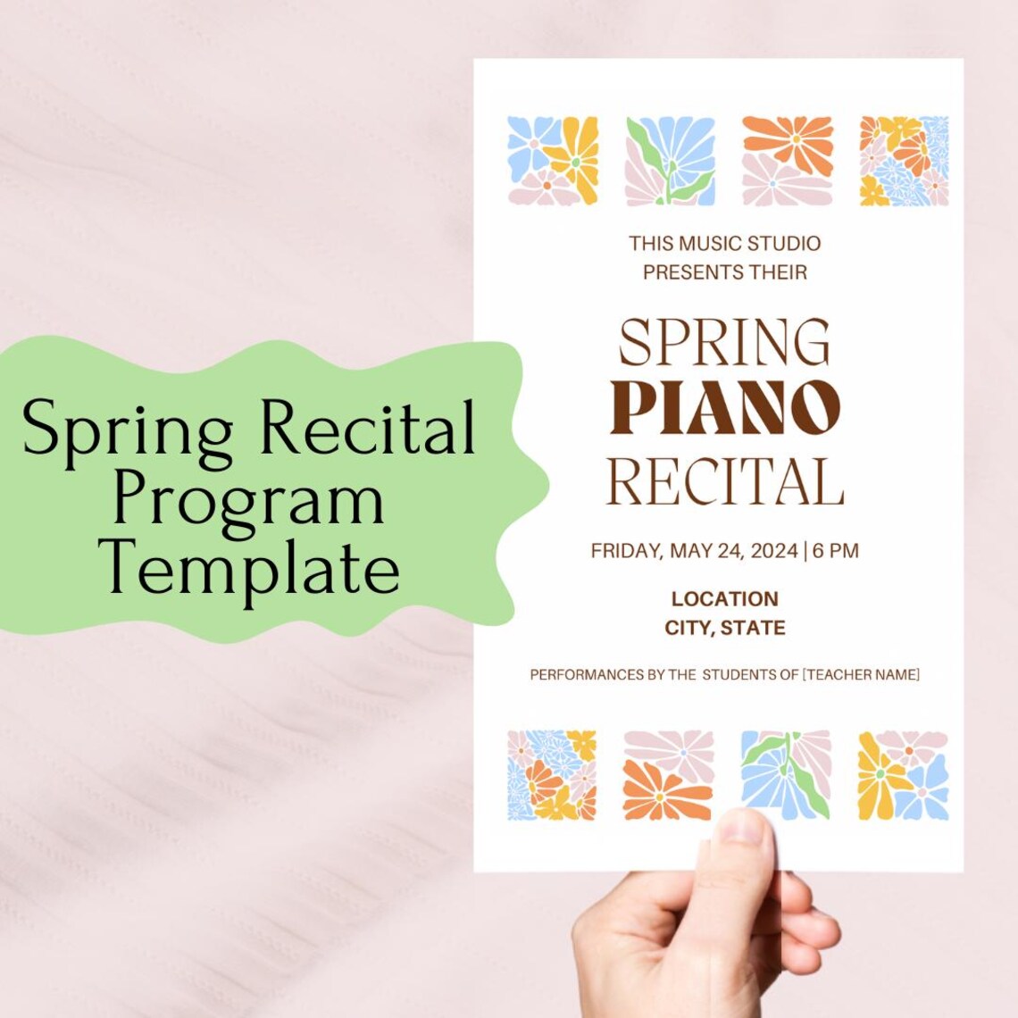 Spring Piano Recital Template— Editable in Canva - Etsy