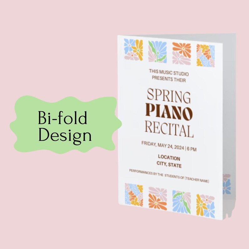 Spring Piano Recital Template— Editable in Canva - Etsy