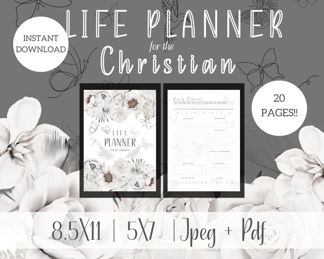 Faith Based Full Printable Life Planner | Butterflies & Floral Design ...