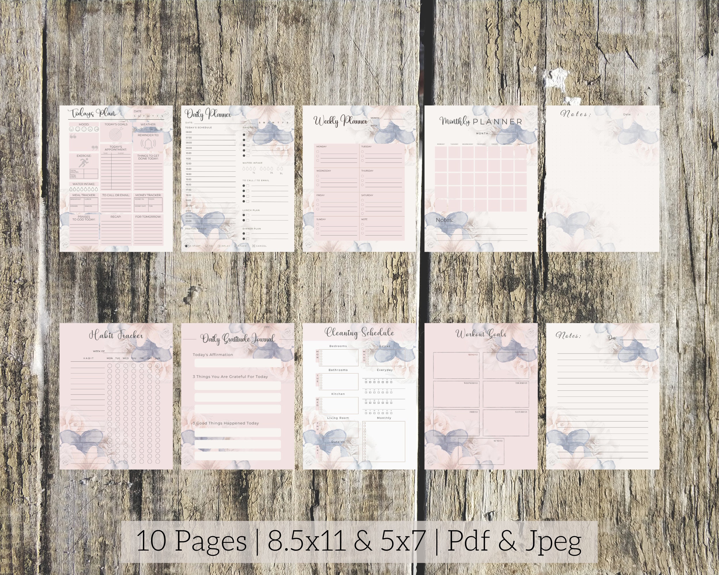 Daily Printable Planner Set of 10 Pages Instant Digital Download Pdf ...