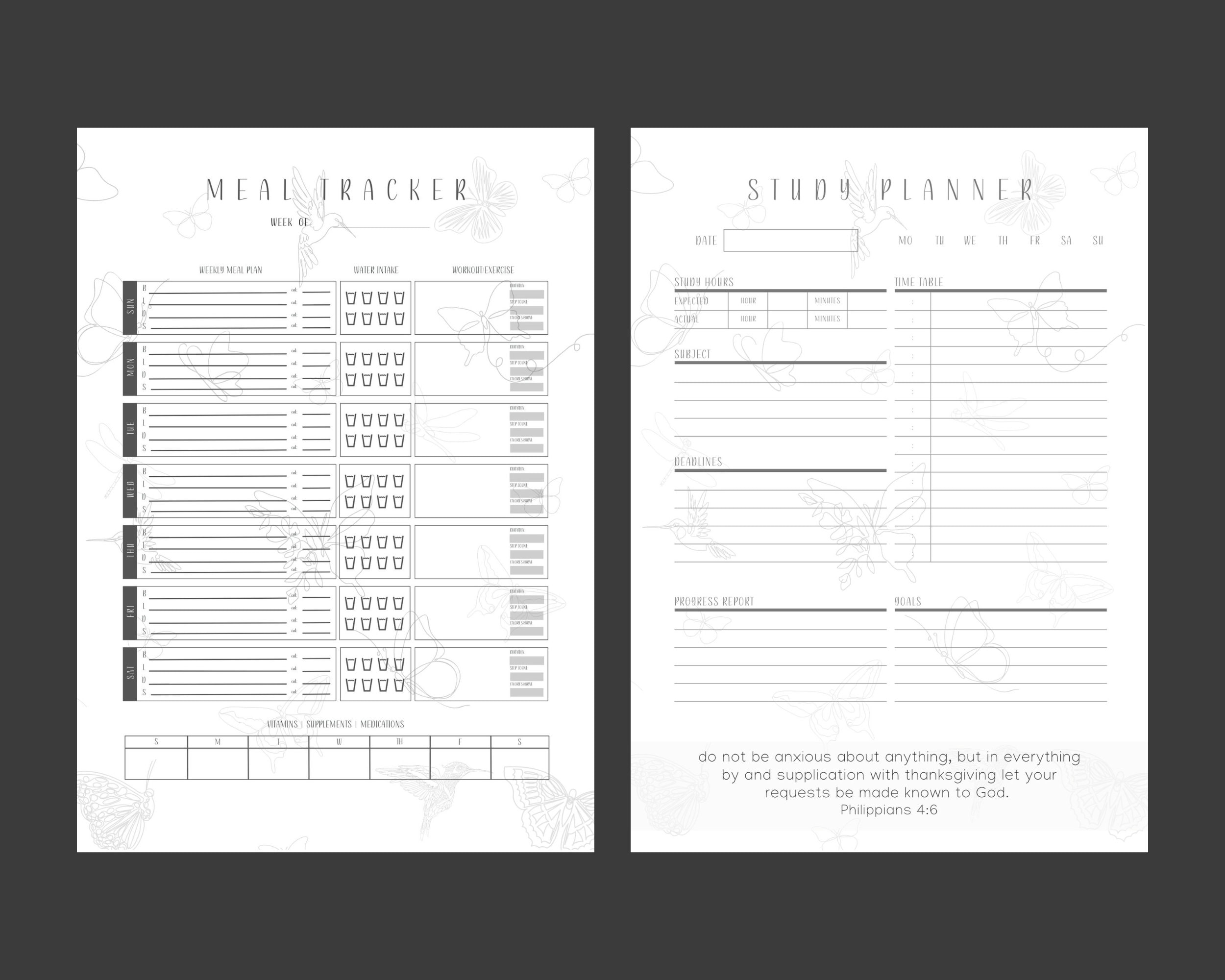 Faith Based Full Printable Life Planner | Butterflies & Floral Design ...