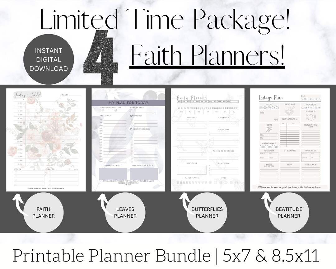 Faith Based Planner Set X4 | Bundle of FOUR Faith Planners | Printable ...