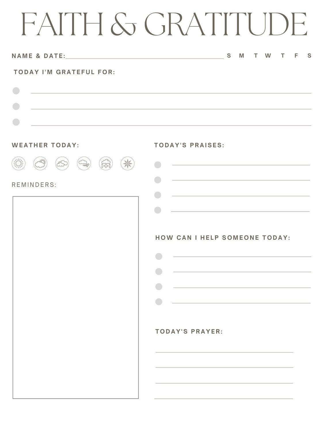 Simple Faith & Gratitude Journal Printable, Digital Download, Faith ...