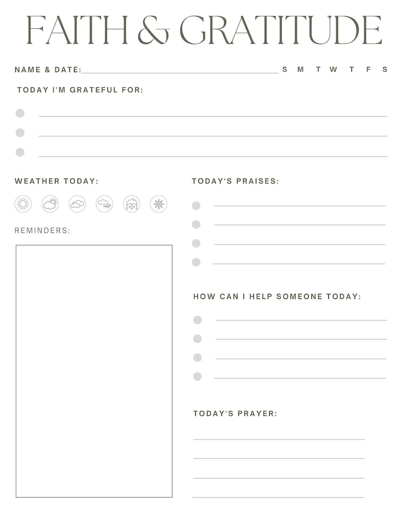 Simple Faith & Gratitude Journal Printable, Digital Download, Faith ...