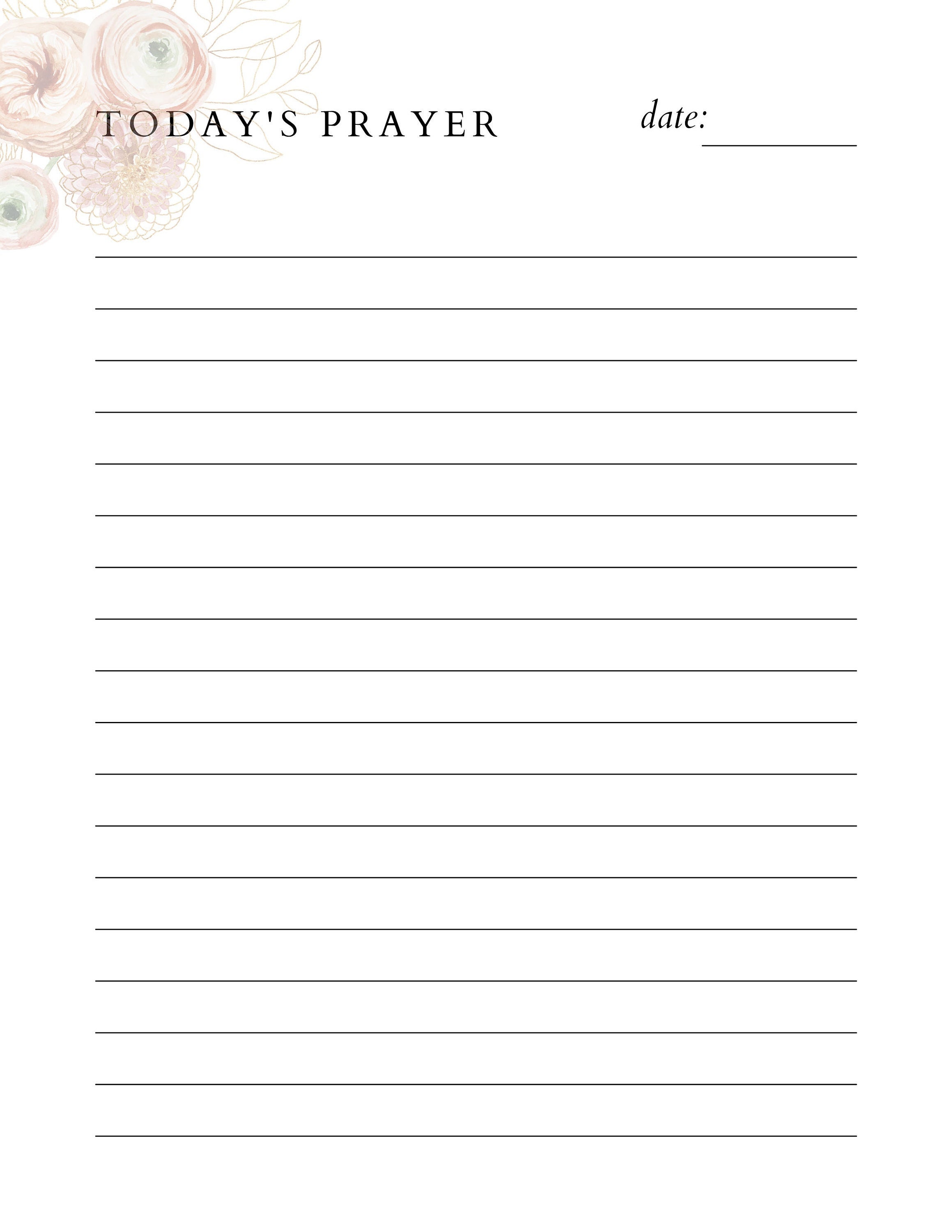 Prayer Journal Print Out Daily Prayer Log Journaling - Etsy