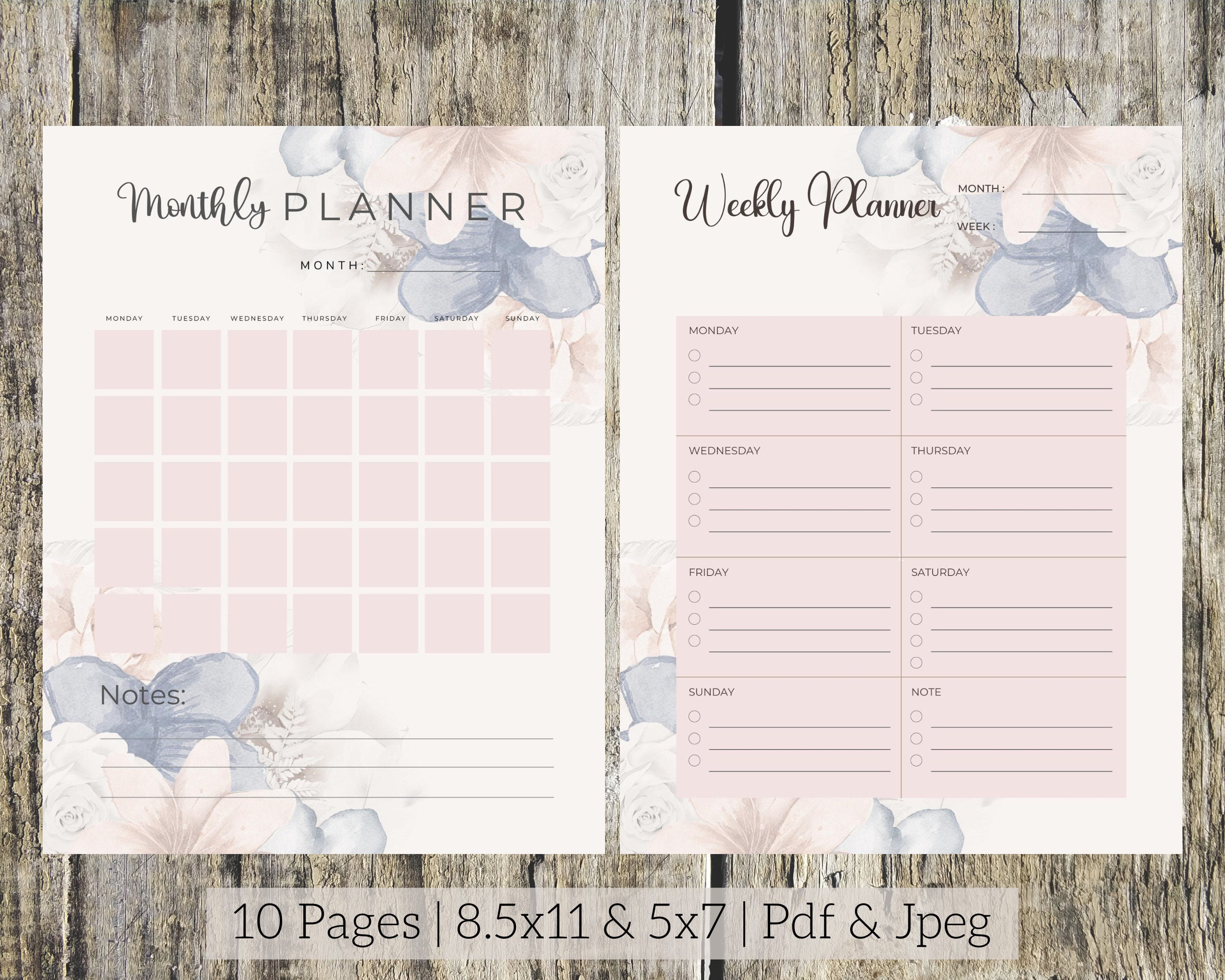 Daily Printable Planner Set of 10 Pages Instant Digital Download Pdf ...