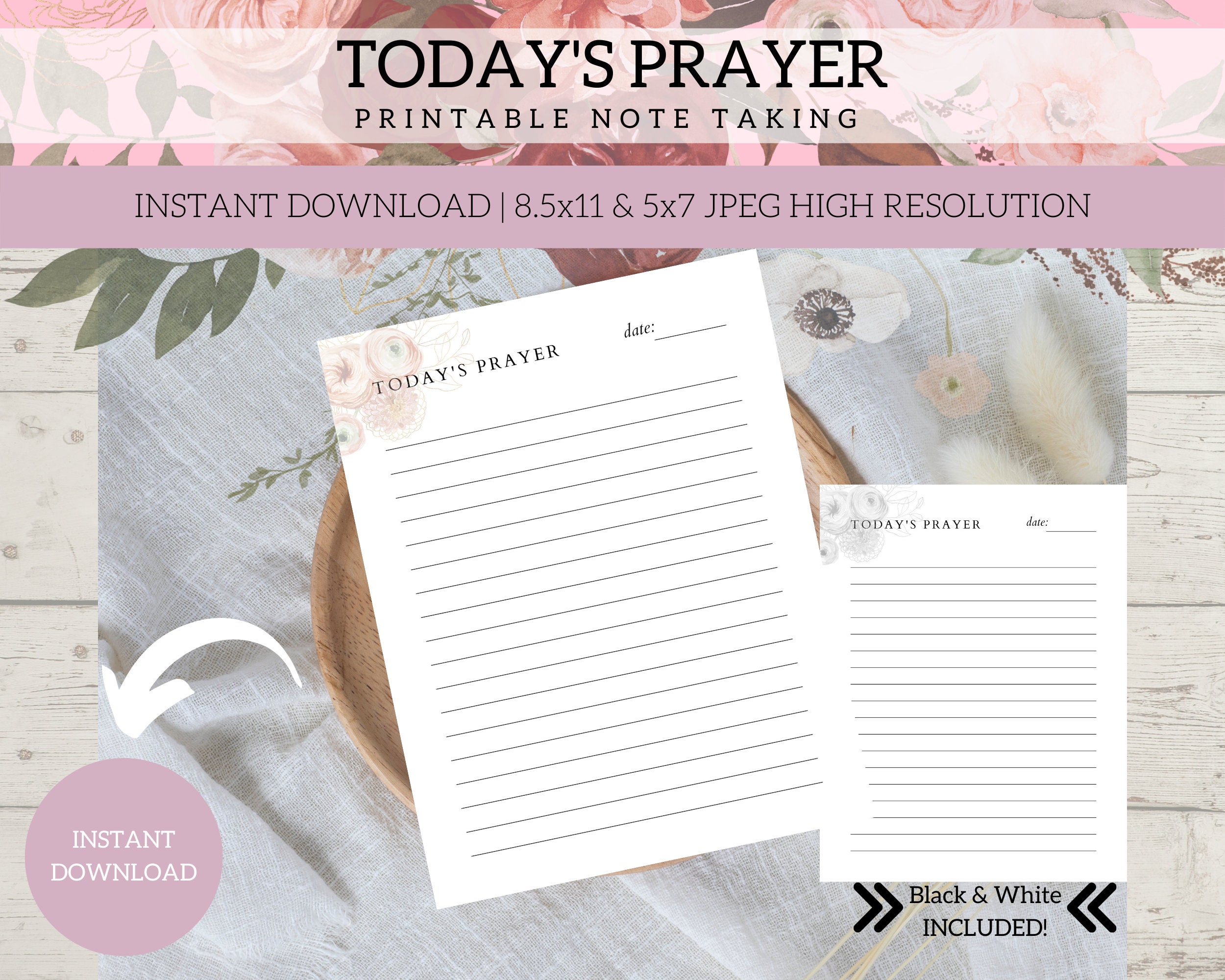 Prayer Journal Print Out, Daily Prayer Log, Journaling, Digital Prayer ...