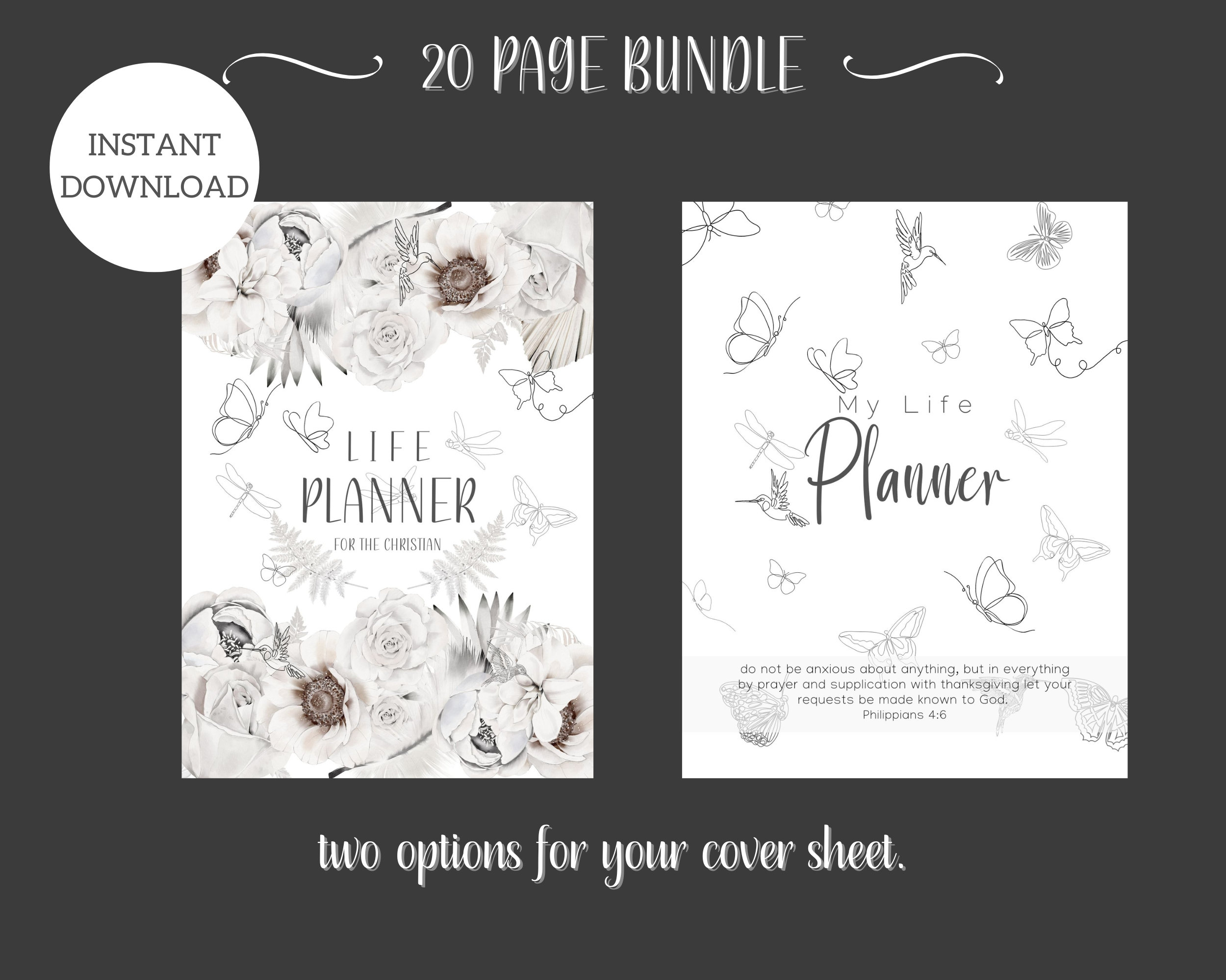 Faith Based Full Printable Life Planner | Butterflies & Floral Design ...