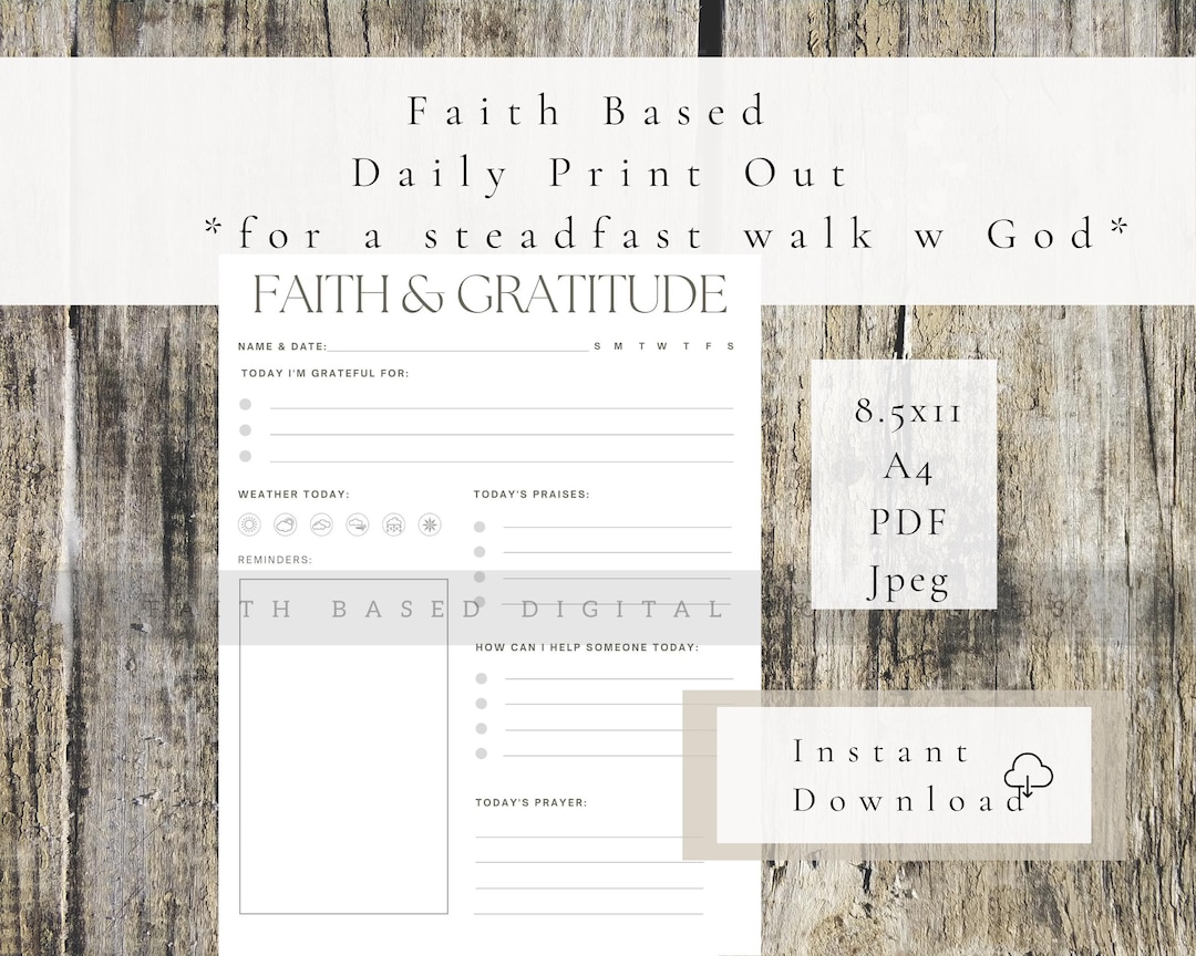 Christian Faith & Gratitude Journal Printable | Daily Prayer Reflection ...