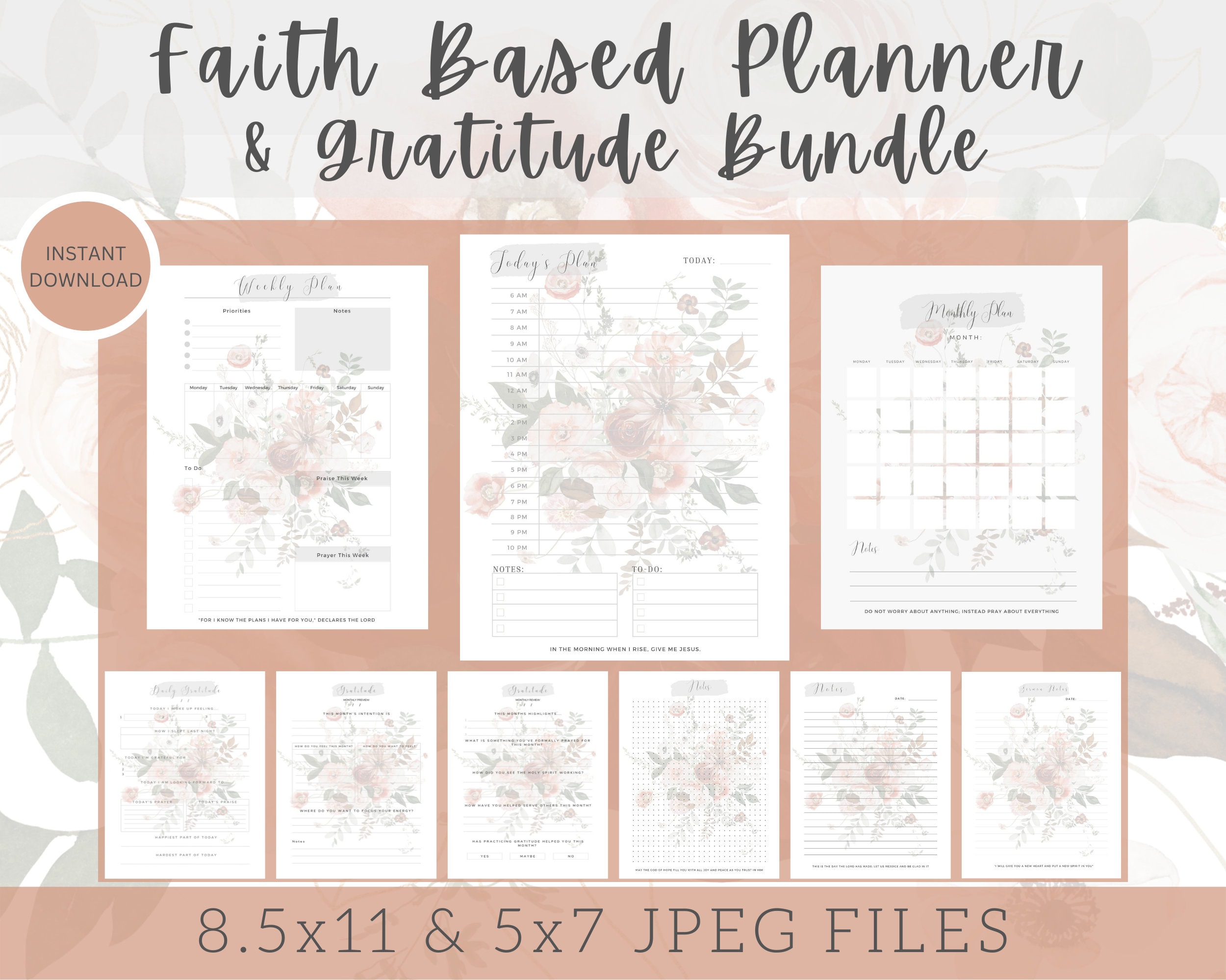 Faith Based Planner & Gratitude Bundle, Digital Download, Printable ...