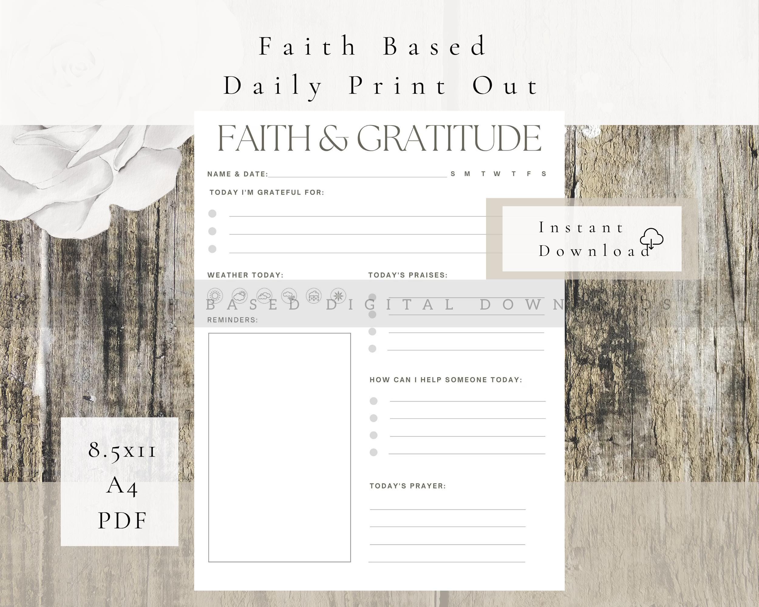 Christian Faith & Gratitude Journal Printable | Daily Prayer Reflection ...
