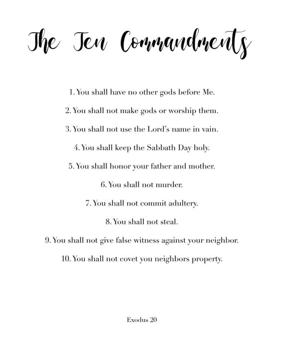 Printable Ten Commandments List11x14 16X20 - Etsy
