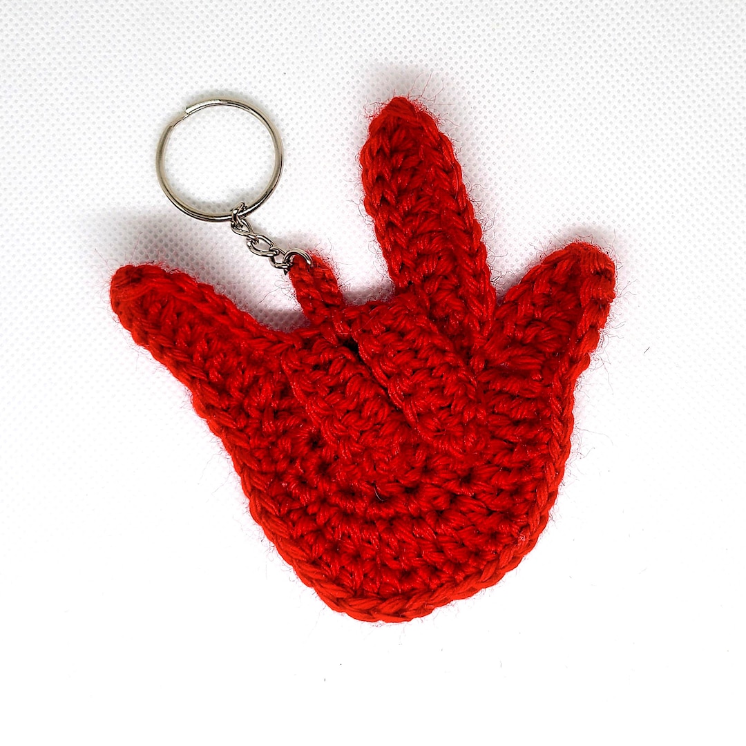 Crochet ASL Sign Language "i Love You" Hand Gesture for Keychain ...
