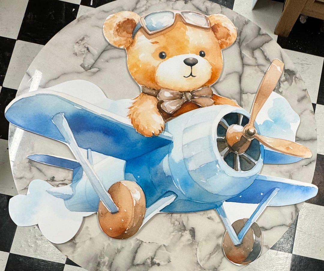 Blue Aviator Teddy Bear Vinyl on Foam || Blue Plane || Baby Shower ...