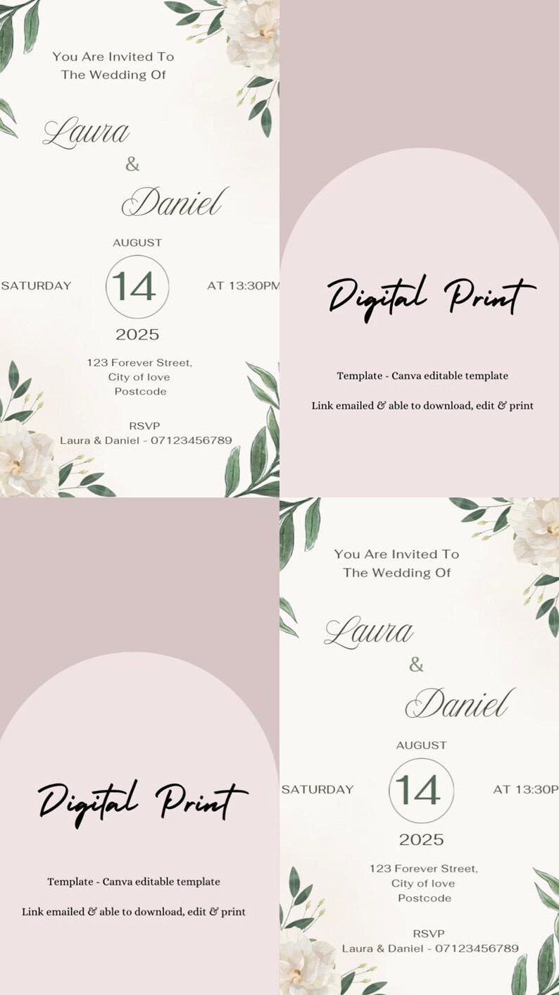 Floral Wedding Invitation (digital Print) - Etsy
