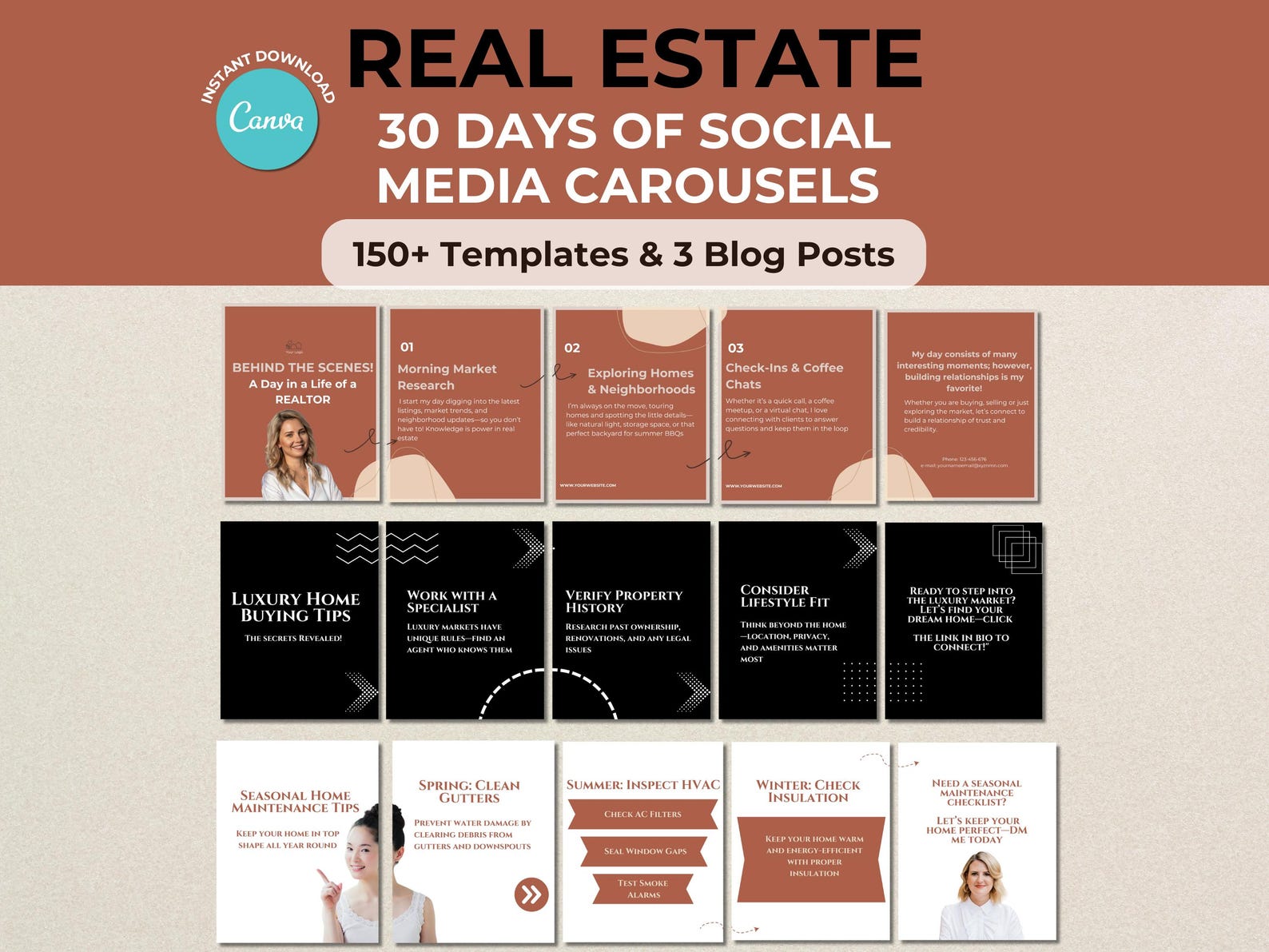 Real Estate Instagram Carousels Canva Real Estate Template Real Estate ...