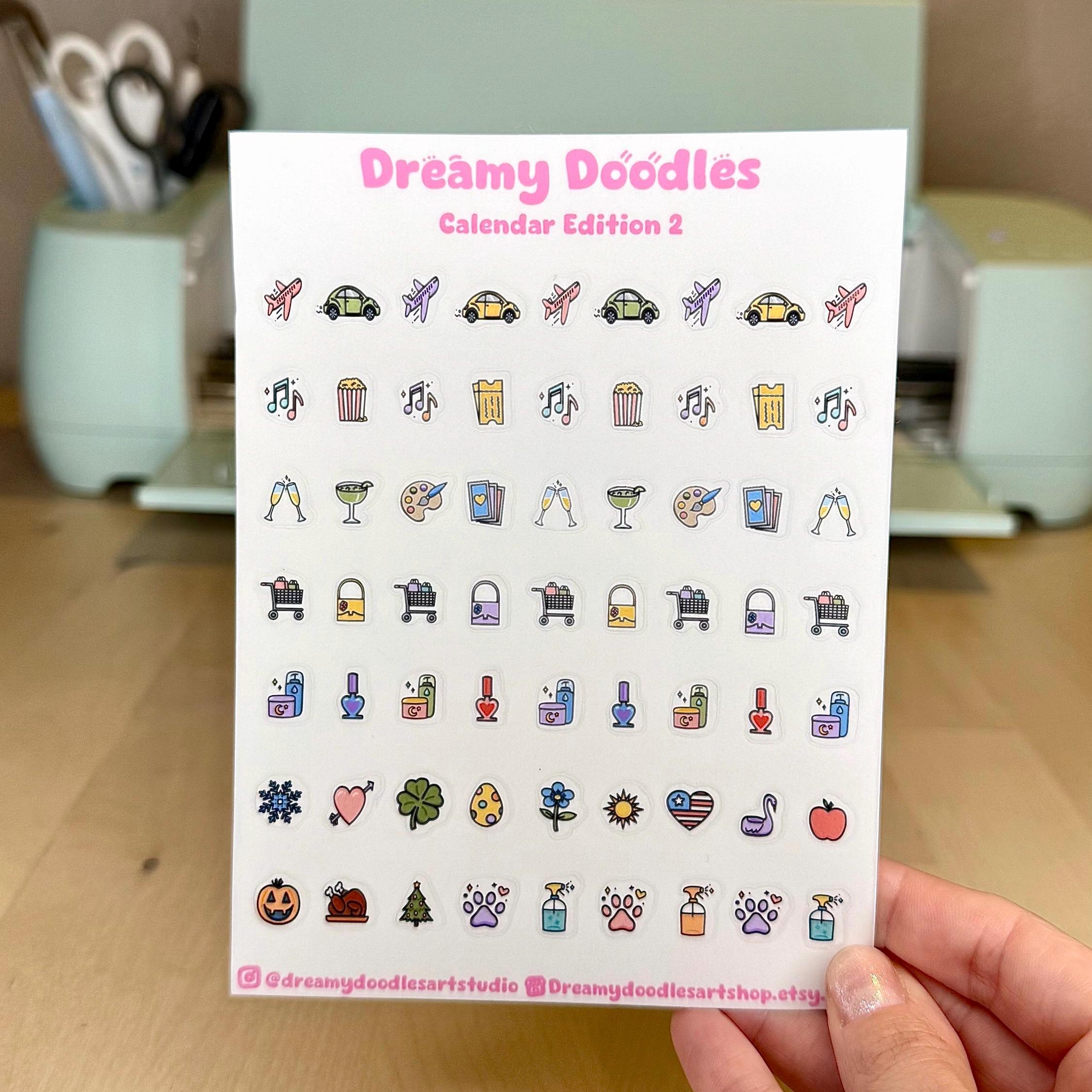 Cute Calendar Icons Themed Sticker Sheet #2 - Handmade by Artist ...
