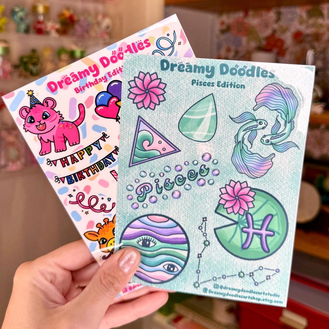 Cute Zodiac Birthday Themed Sticker Sheet Gif Set - Handmade by Artist ...