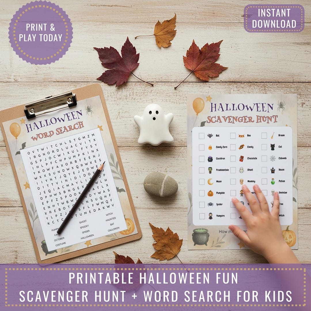Printable Halloween Scavenger Hunt & Word Search (digital Download) - Etsy