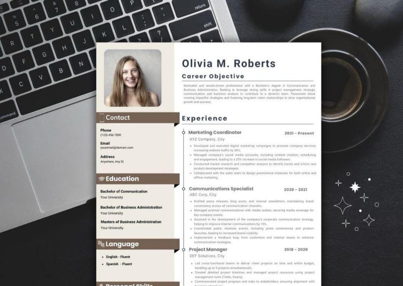Modern Resume Template | Custom CV Template | Clean & Professional ...