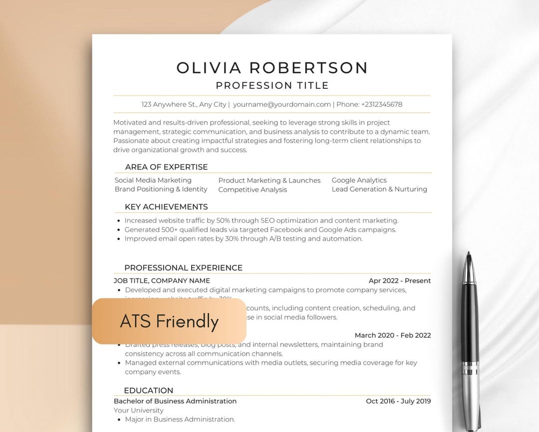 Modern Resume Template | Custom CV Template | Clean & Simple Design ...