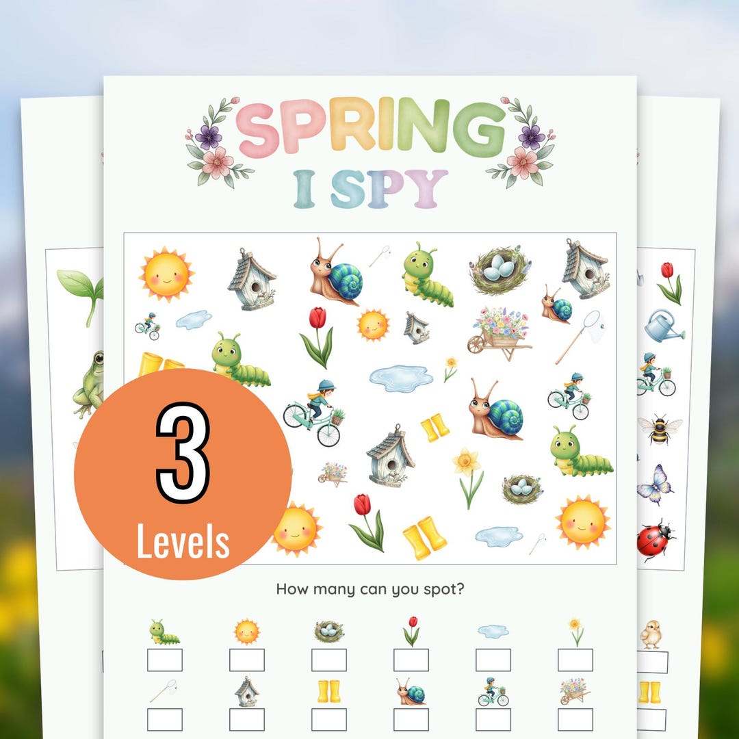 Spring I Spy Printable, Kids Activity Sheet, Classroom Game (3 Levels ...