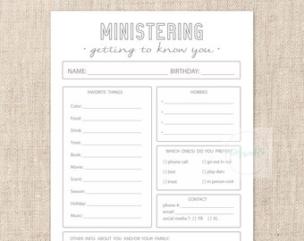 LDS Ministering Questionnaire Relief Society Get to Know You - Etsy