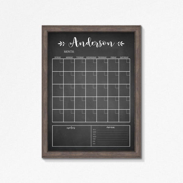 Chalkboard Calendar - Etsy