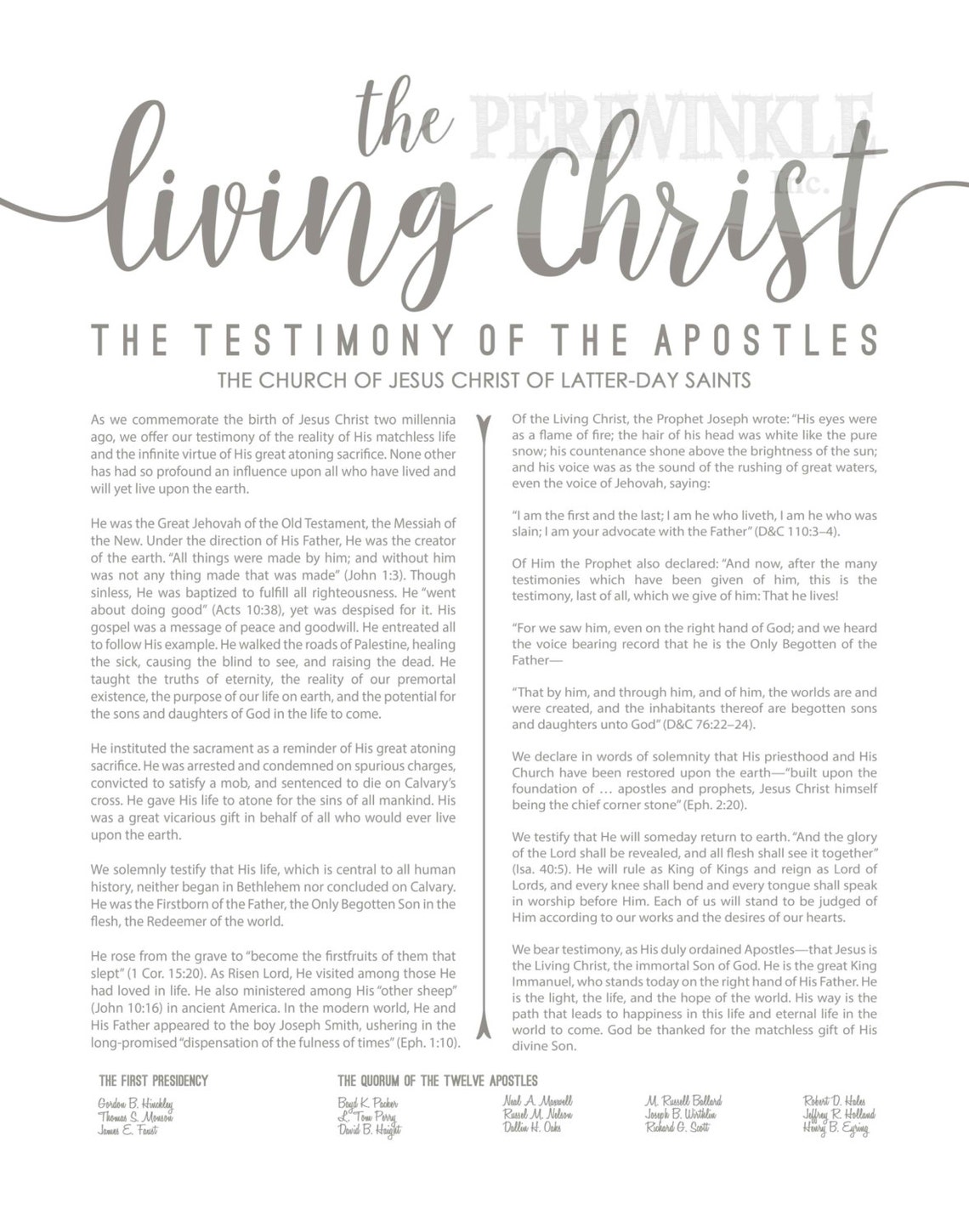 The Living Christ-printable-grey Text-lds-multiple Sizes Included ...