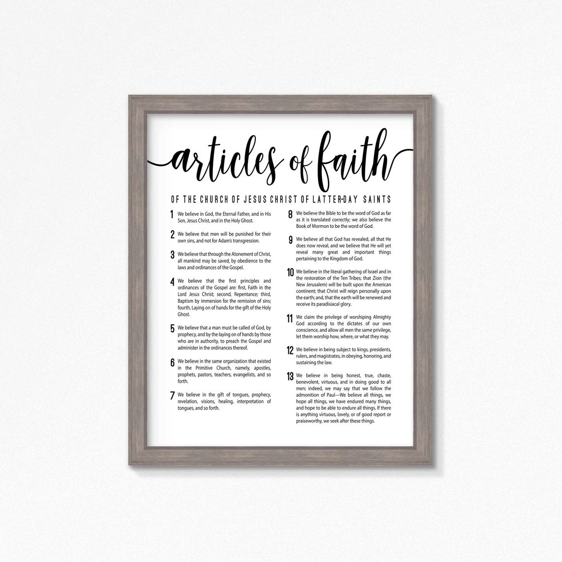 Articles of Faith-lds-digital File-lds Art-relief Society-lds - Etsy Canada