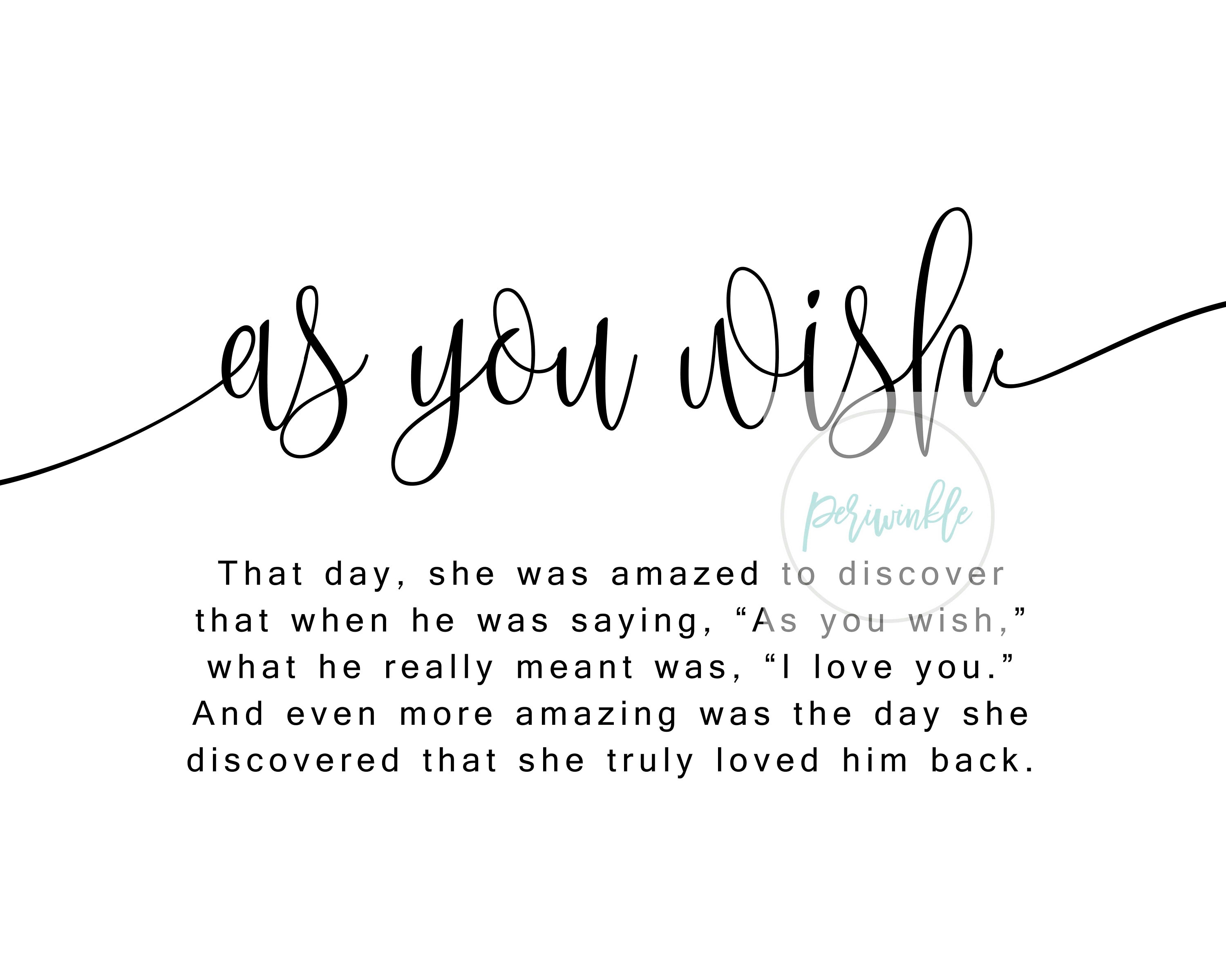 As You Wish-princess Bride Quote-wedding/anniversary Gift-home Decor ...