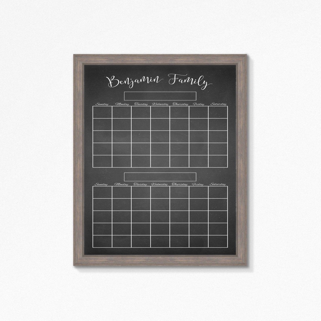 Chalkboard Calendar Printable 2 Month Veiw - Fully Cutomizable Mulitple ...
