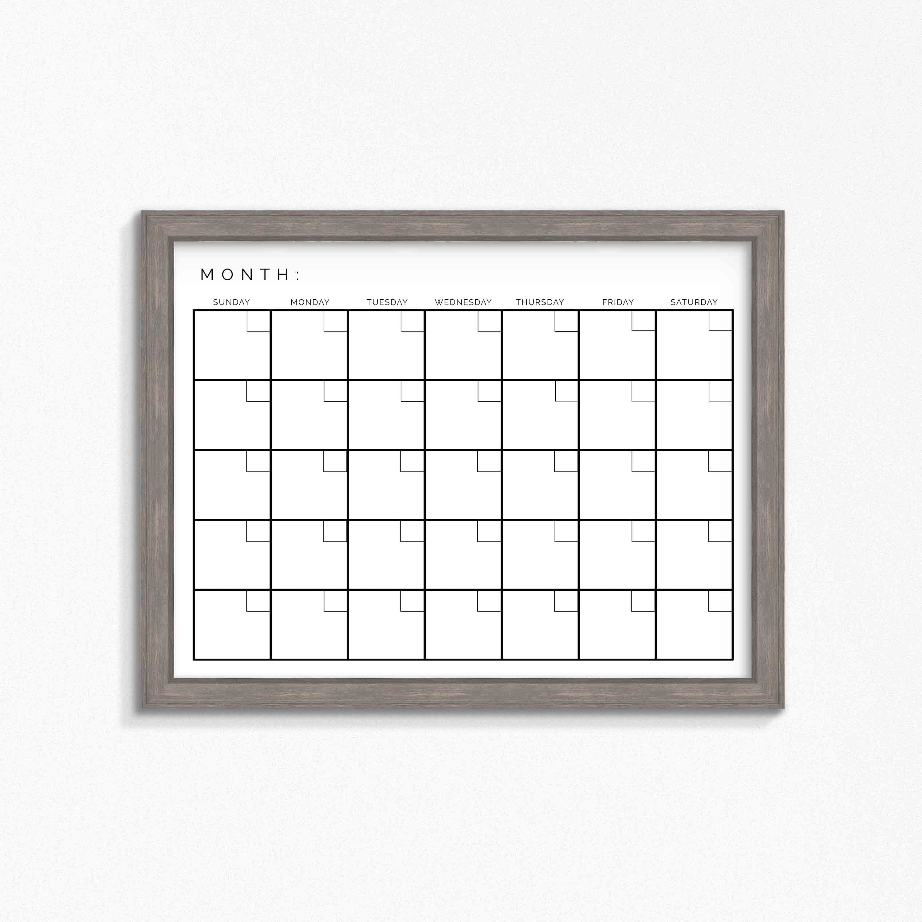 Dry Erase Calendar Printable-dry Erase-mulitple Sizes Available-digital ...