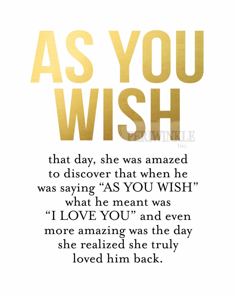 As You Wish-princess Bride Quote-wedding/anniversary Gift-home Decor ...