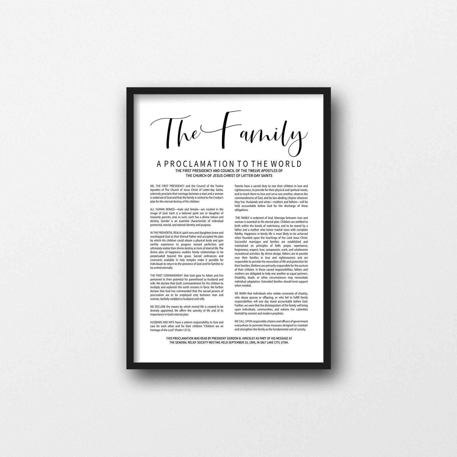 LDS Family Proclamation-grey Text-printable-multiple Size Choices ...
